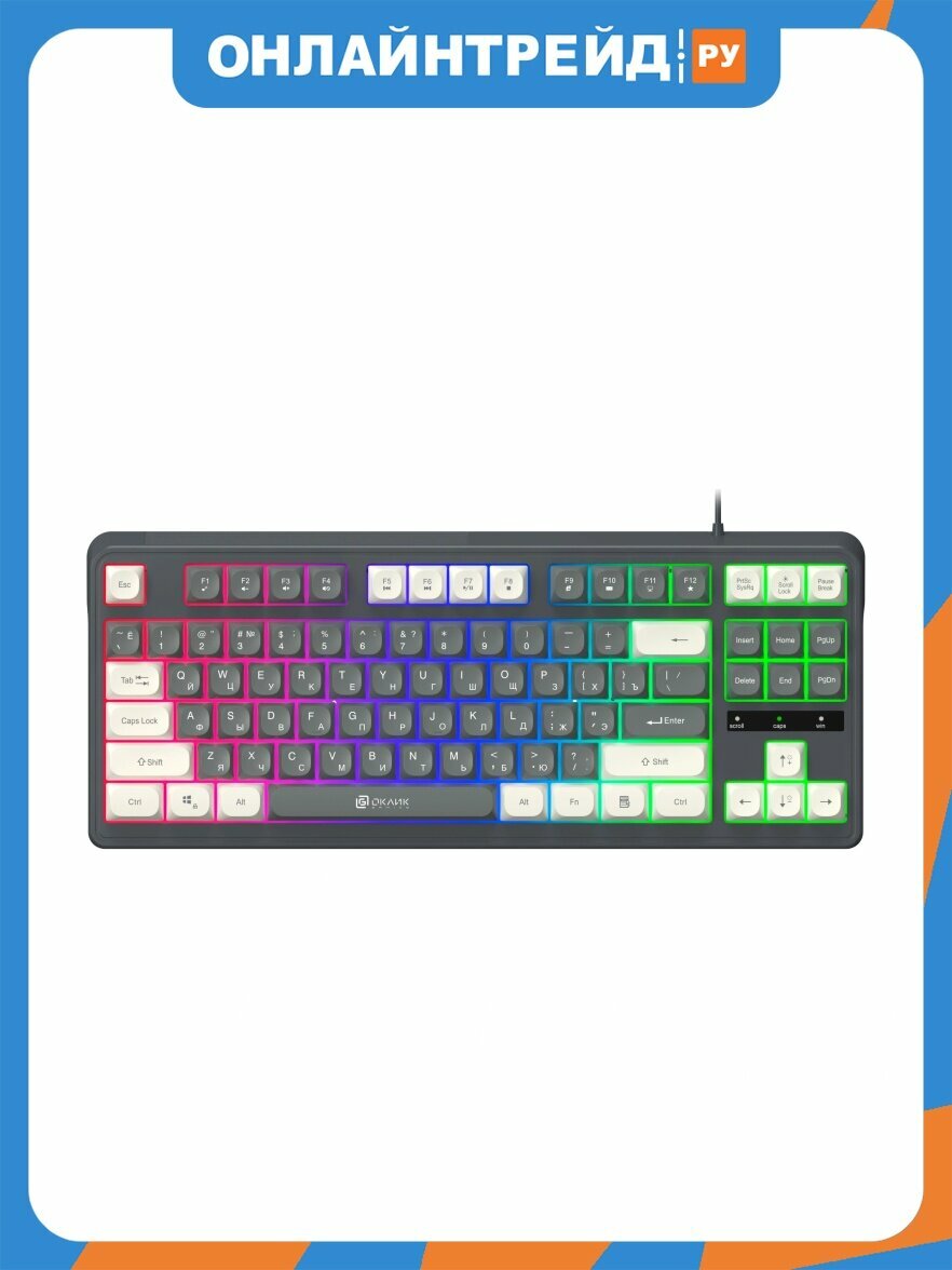 Клавиатура Оклик 711G USB серый/белый (1790385)