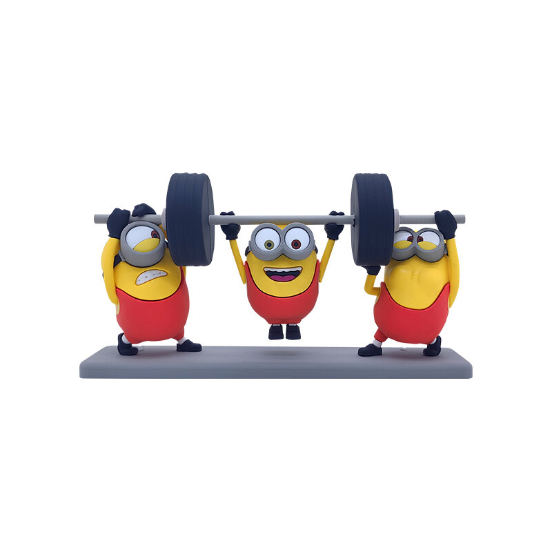 Фигурки унисекс Чиби Running Minion Minions Despicable Me 4 Sports Edition, 68-130MM EU, Weightlifting 3 Persons Group