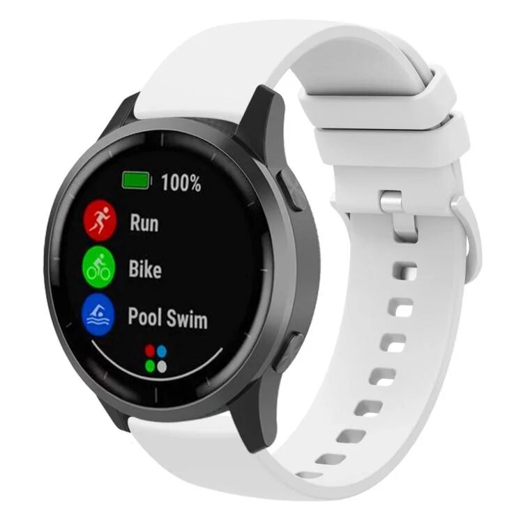 Силиконовый ремешок 18 мм, 20 мм, 22 мм для Garmin Vivoactive 3 4 5 6, сменный ремешок 20mm, White
