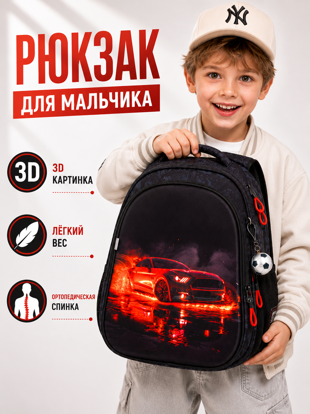 Рюкзак школьный для мальчика 17л анатомическая спинка+мячик SkyName (Скайнейм)