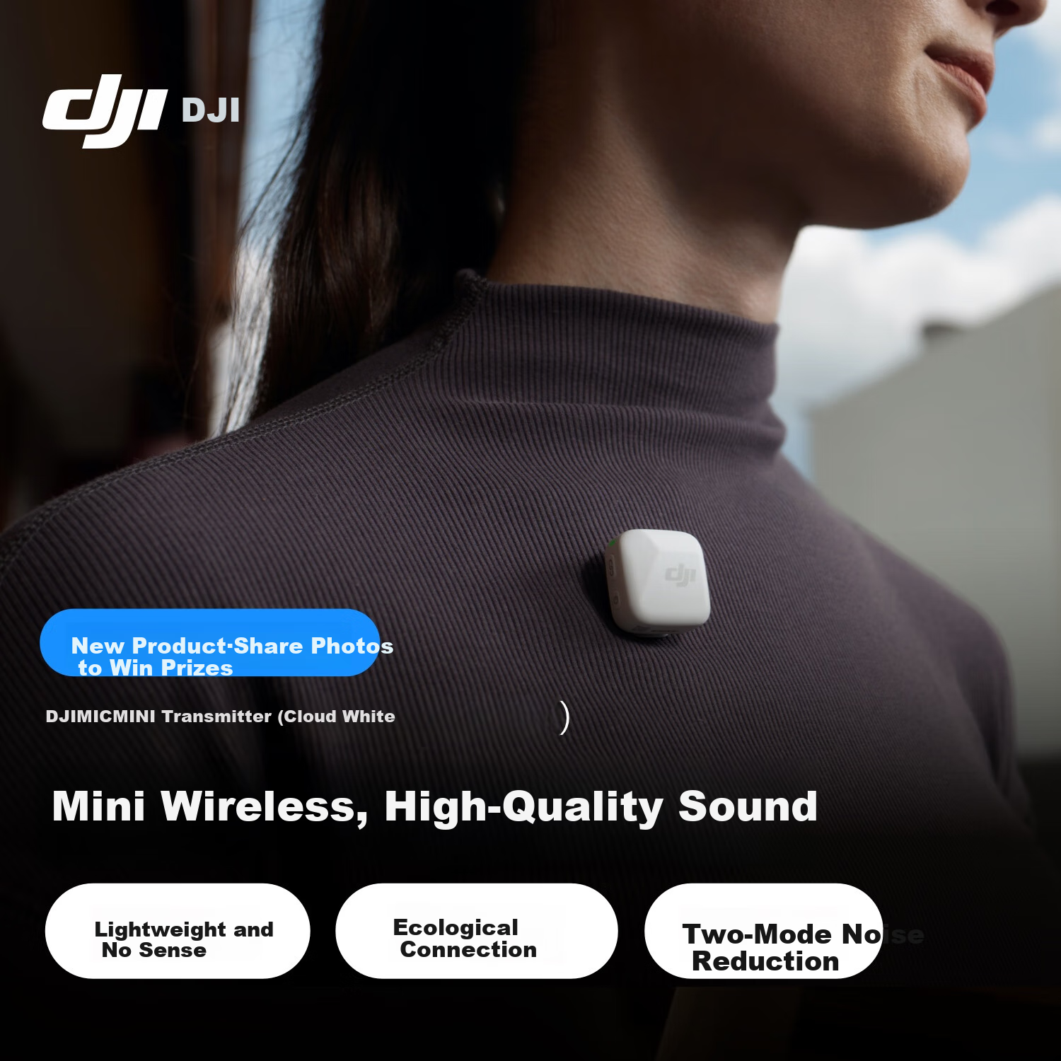 DJI Mic Mini беспроводной шумоподавляющий клип-микрофон для съемок на открытом воздухе в интервью прямых трансляций и