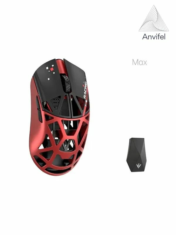 WLMOUSE Beast X Max, игровая мышь, беспроводная, твердые стороны, PAW 3950 HS, OMRON opticals, Red/Black