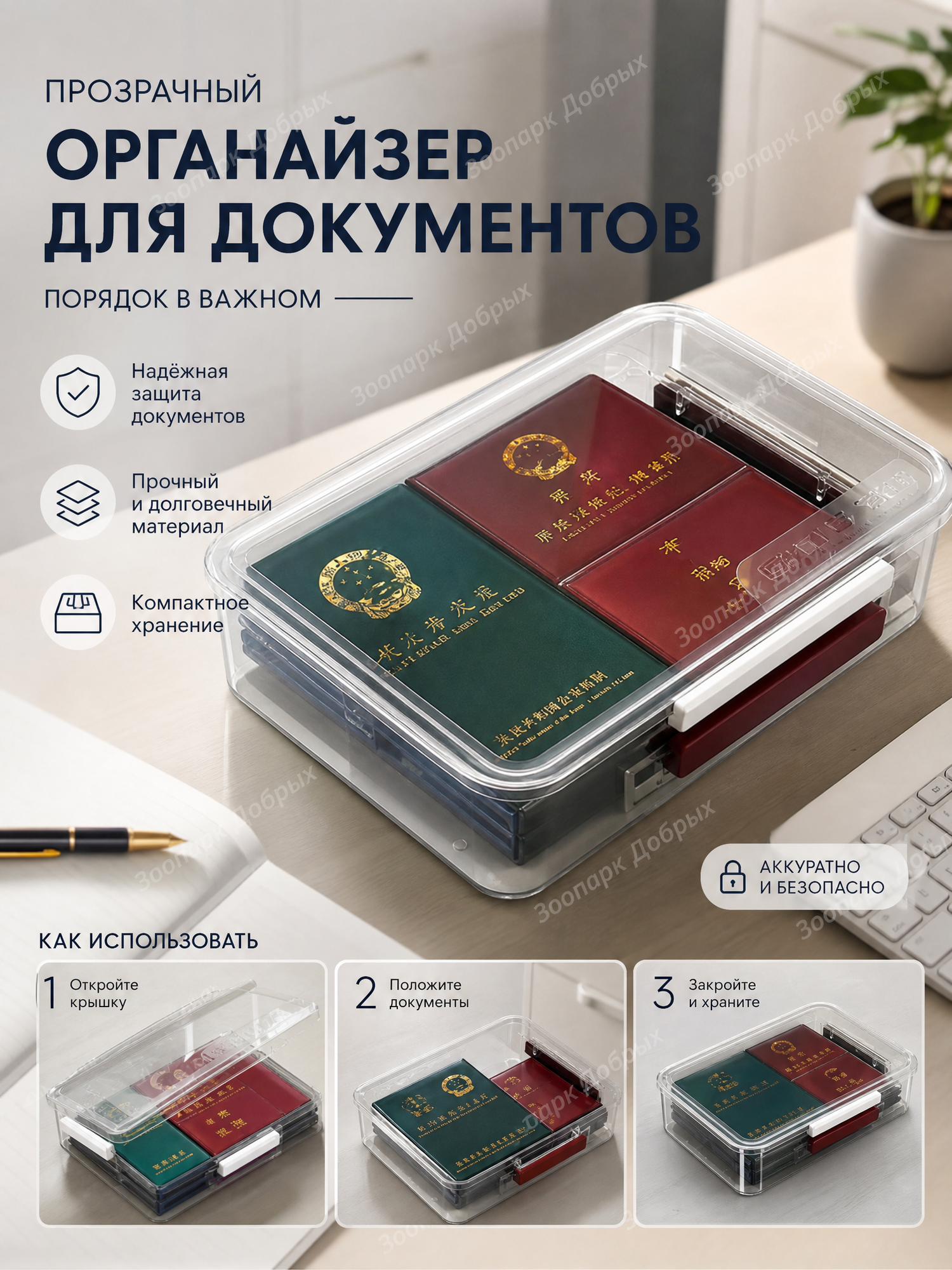 Органайзер для документов формата А4 канцелярии и бумаг с защелками контейнер с крышкой икеа