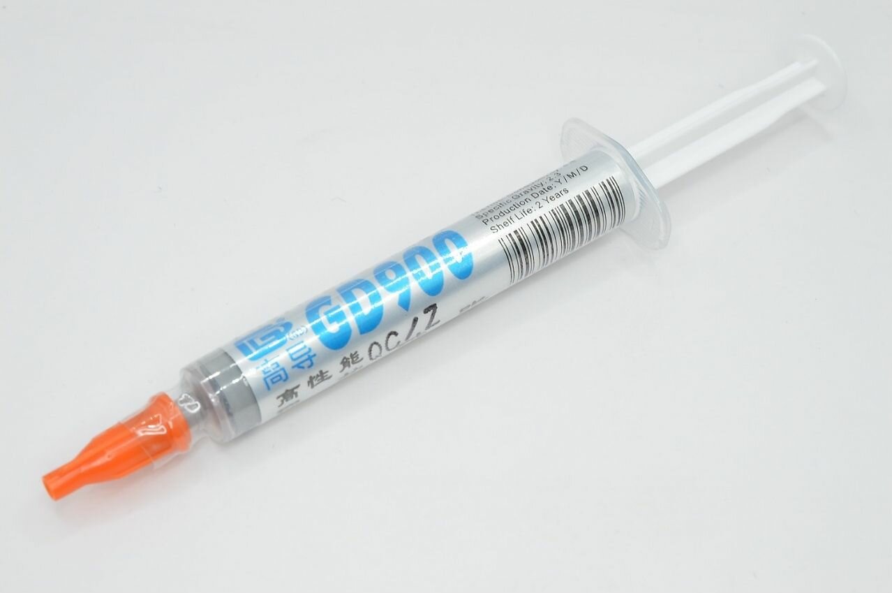 Conductivity Electronics GD900-SY3 Термопаста: силиконовая; теплопроводность: 4,8 Вт/м К; удельная плотность: 2,3; рабочая температура: от -50 до +200