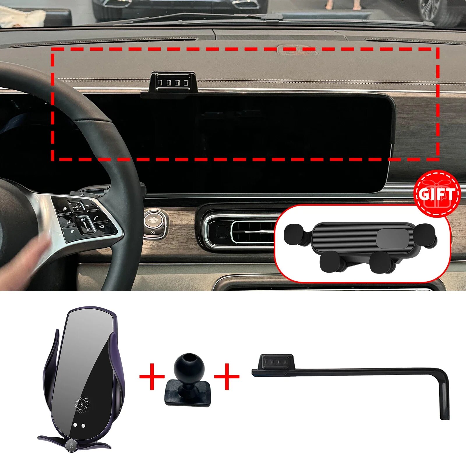 Держатель для телефона Mercedes-Benz V-Class 2024-2025, Charging D Black