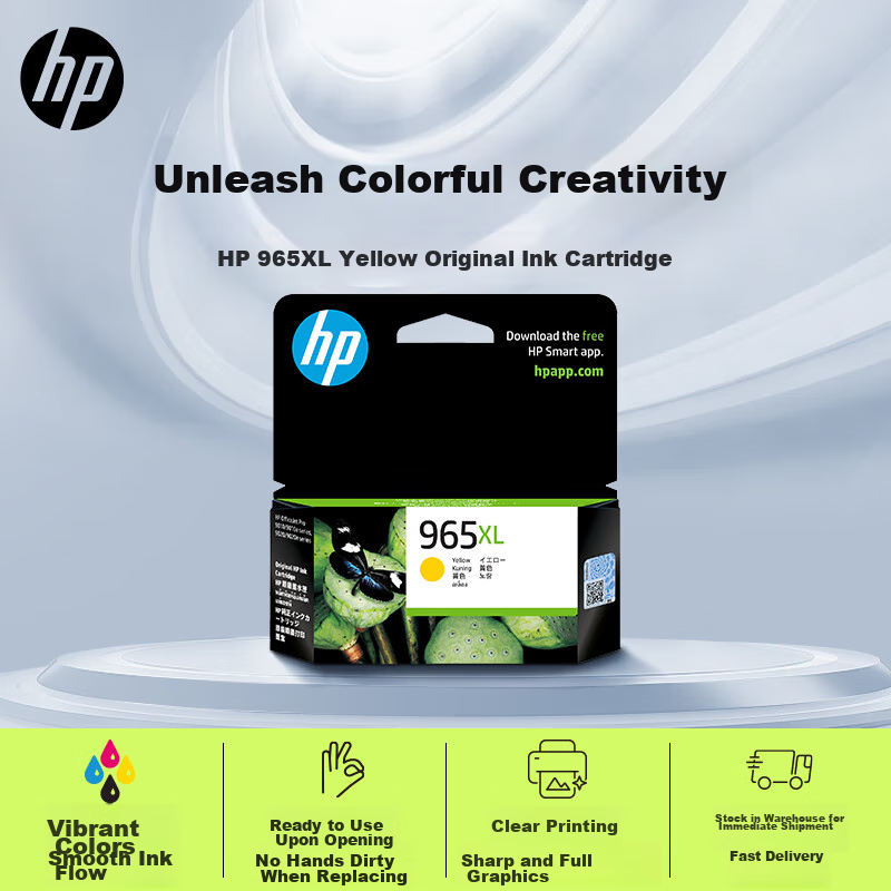 HP 965XL Оригинальная желтая чернильная кассета для принтеров HP 9010 9019 9020 Высокая емкость Цвет：ЖелтыйКоличество