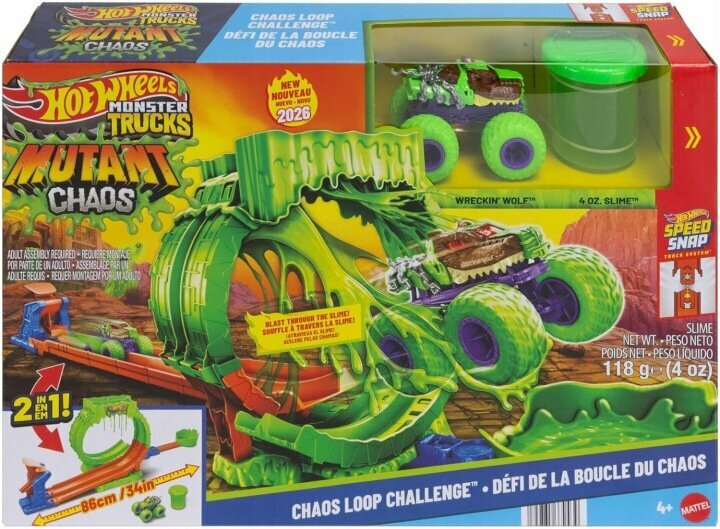 Набор Hot Wheels - Monster Truck Mutant Chaos Challenge петля + машинка - Хот Вилс JMK91