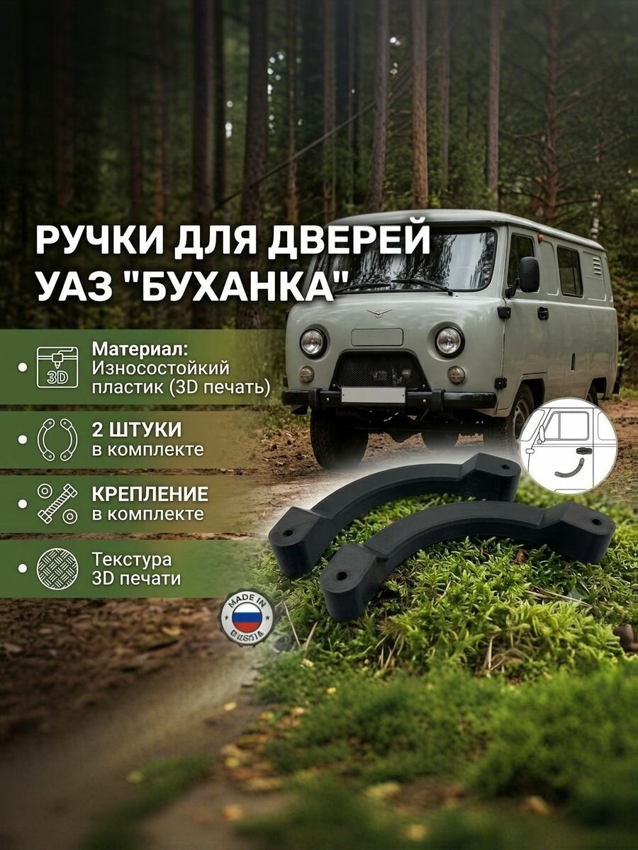 Ручка дверная УАЗ Буханка 2 шт, пластик, универсальная установка