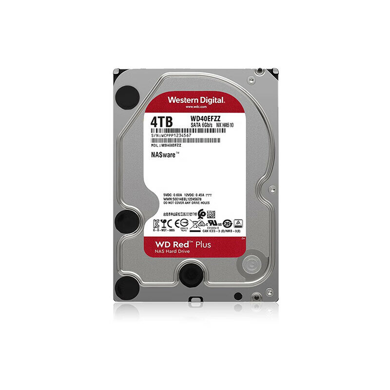Western Digital WD Red Plus NAS жесткий диск 4TB 5400 об/мин 128 МБ кэш SATA 3.5 дюйма Версия：4TB НовыйЁмкость：Серия