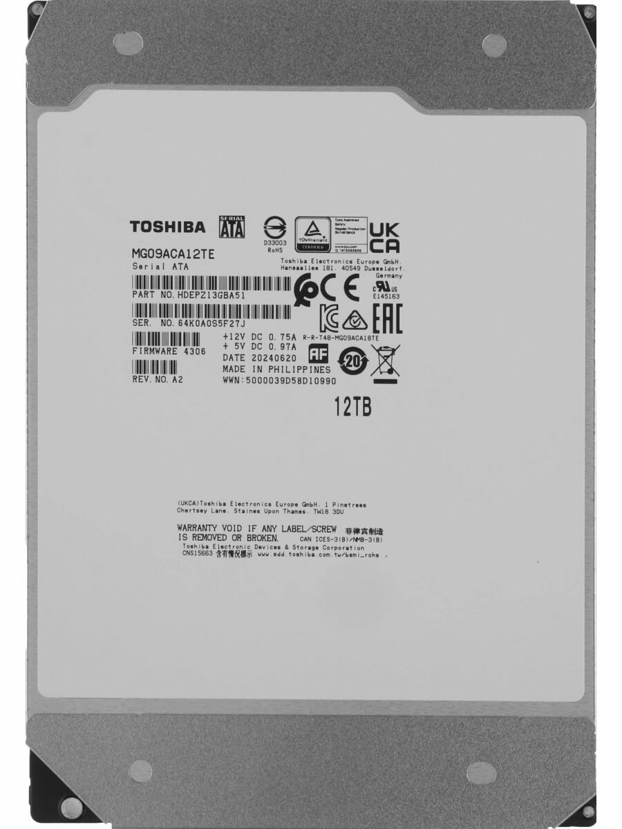 Жесткий диск Toshiba MG09ACA12TE 12 ТБ 3.5" SATA III