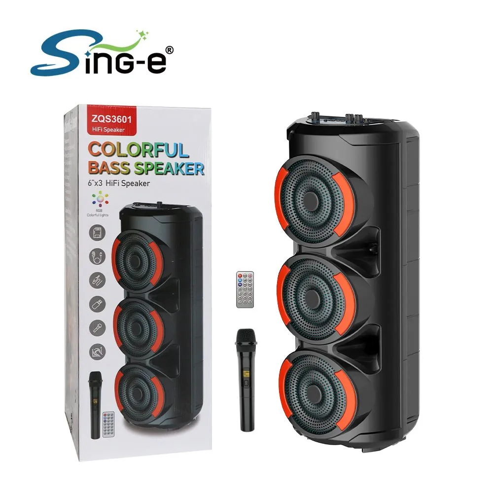 Колонка ZQS3601, 11-20Вт, Bluetooth, микрофон, световые эффекты, черная