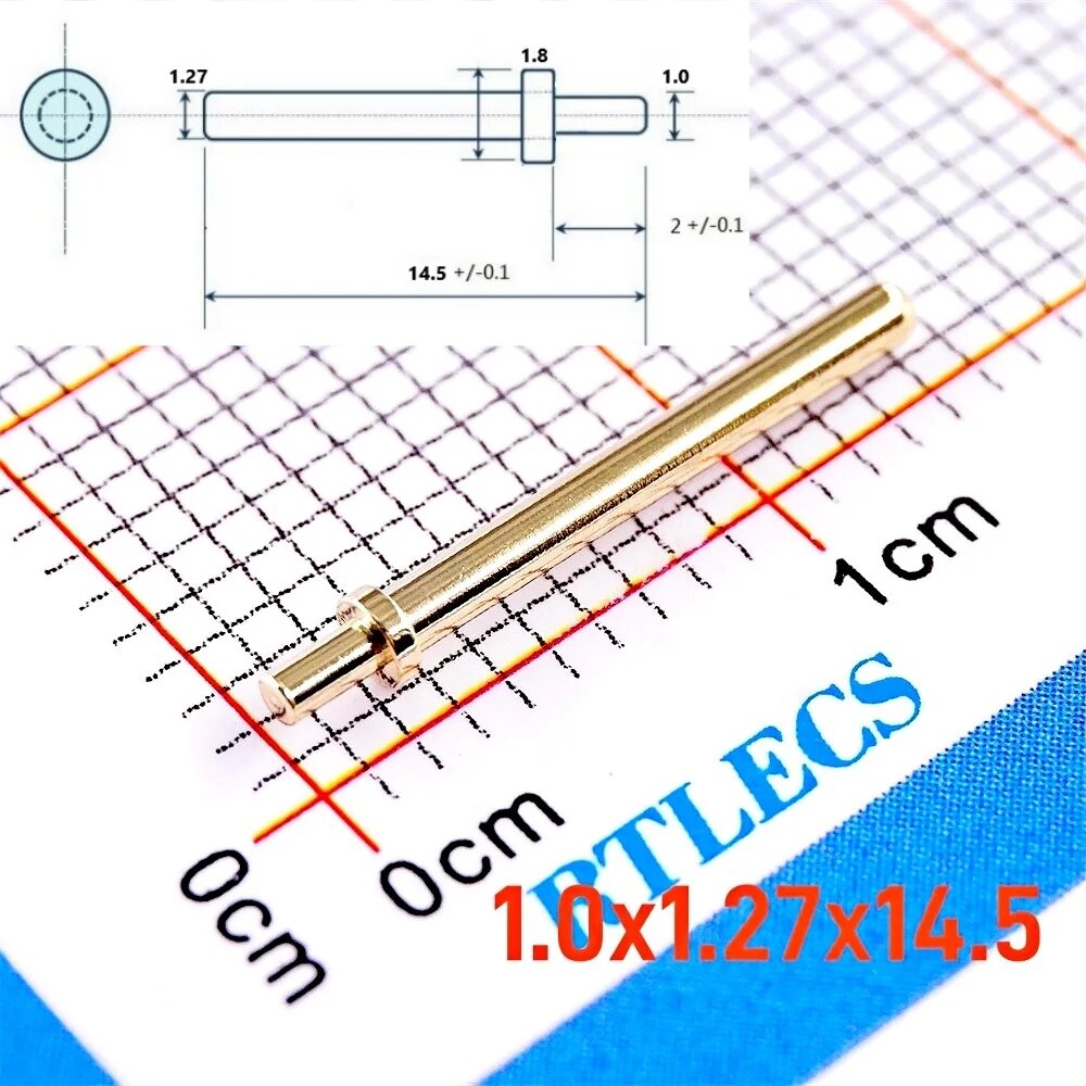 RTLECS Пресс-фитинги для печатных плат латунные золоченые 1,0 1,3 мм 50pcs, 1.0x1.27x14.5mm Gold