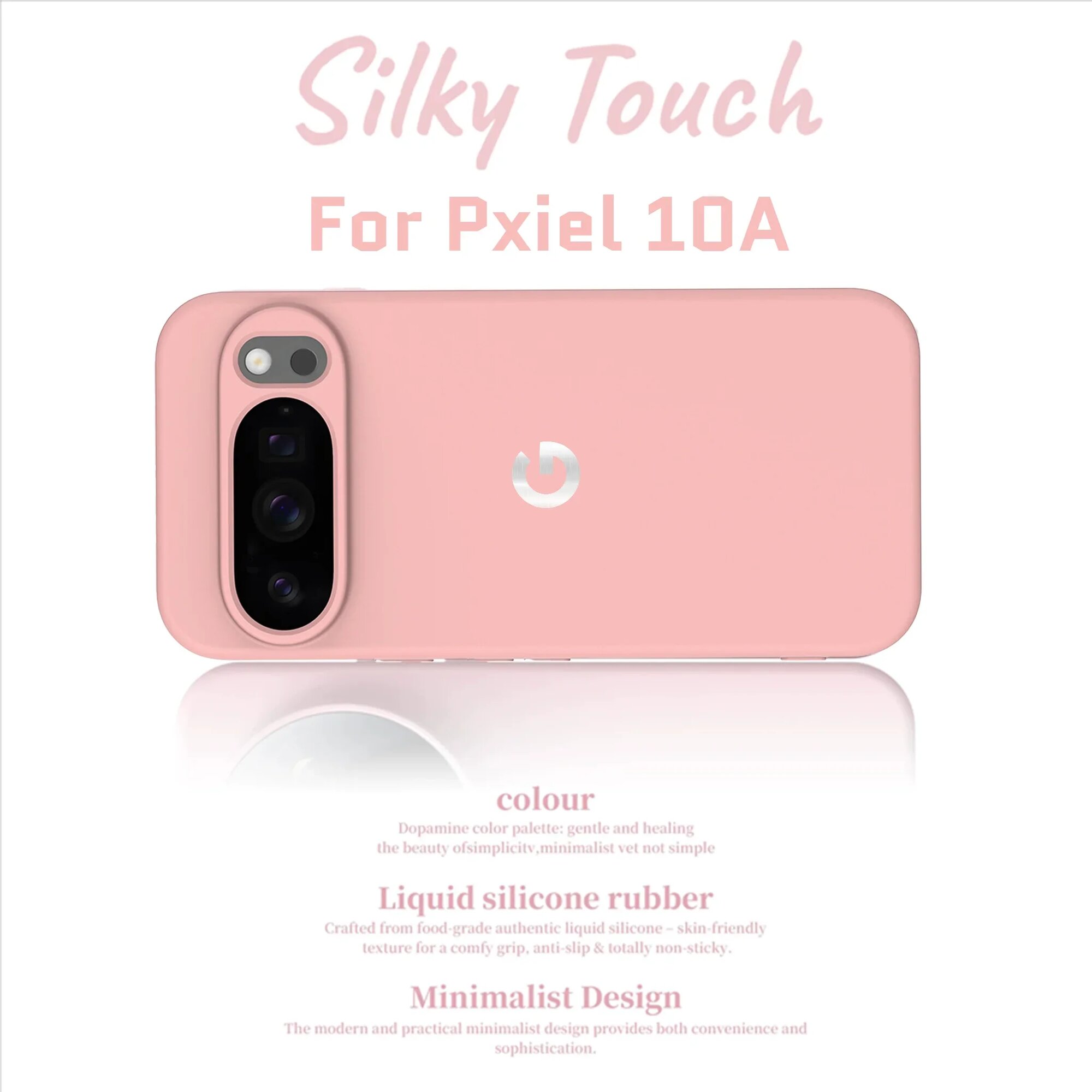 Официальный мягкий силиконовый чехол G Logo Macaron Color Liquid Silicone Розовый, Pink, For Pixel 9