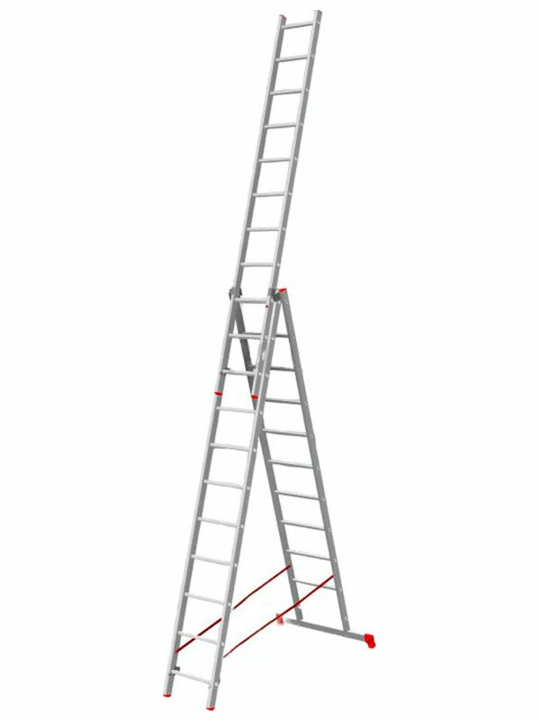 Лестница Startul PRO, алюминиевая, 3-х секционная, 250/631/264 см, 3х10 ступеней, 15.3 кг (ST9942-10)