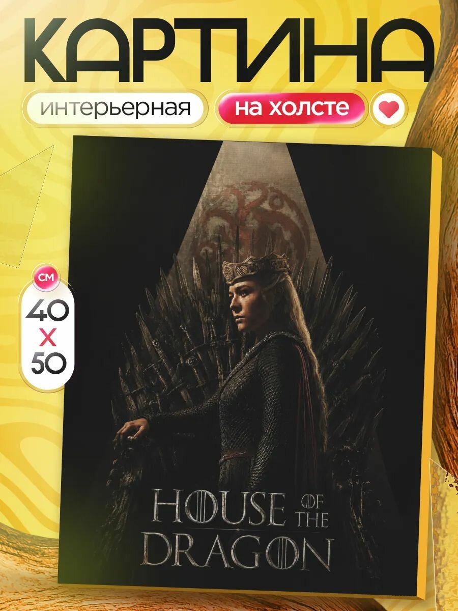 Картина на стену для интерьера 40х50 Дом дракона