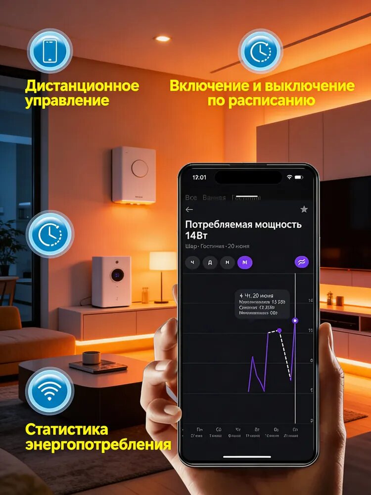 Умная Wi-Fi розетка QIWU с поддержкой Алисы, Google Assistant и Маруси — фото 1