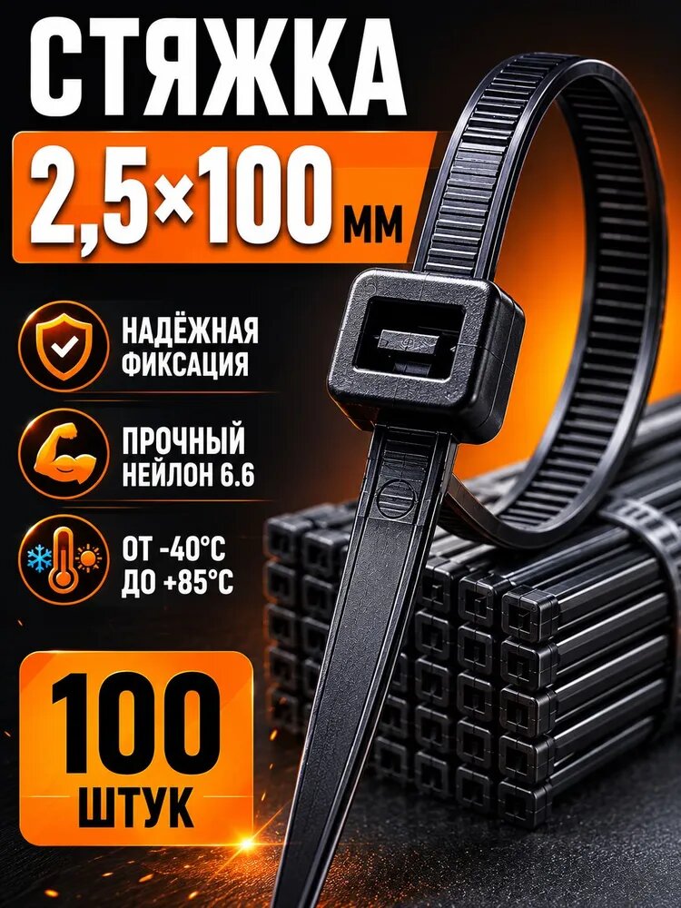 Стяжки пластиковые 2,5х100мм / хомуты нейлоновые 100шт