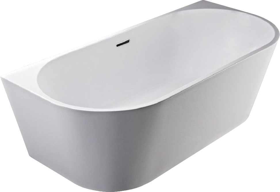 Акриловая ванна Art&Max AM-206-1700-800 170x80 см, пристенная, белая, овальная, с каркасом, со сливом-переливом
