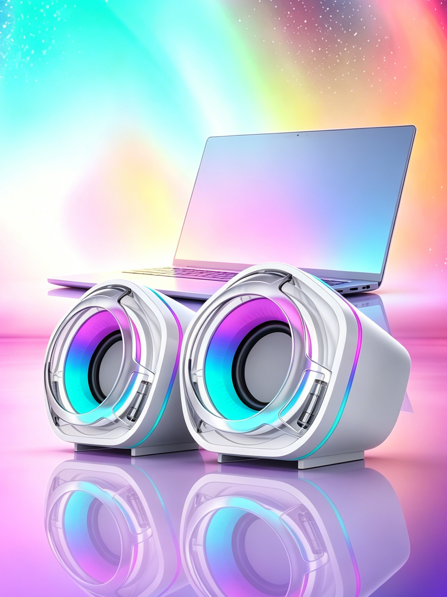 Компьютерные колонки с RGB-подсветкой, USB-зарядка, 3,5-мм разъем - комплект 2 динамика，Синий