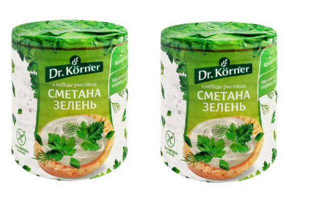Dr. Korner Хлебцы Рисовые со сметаной и зеленью, 80гр,2 шт