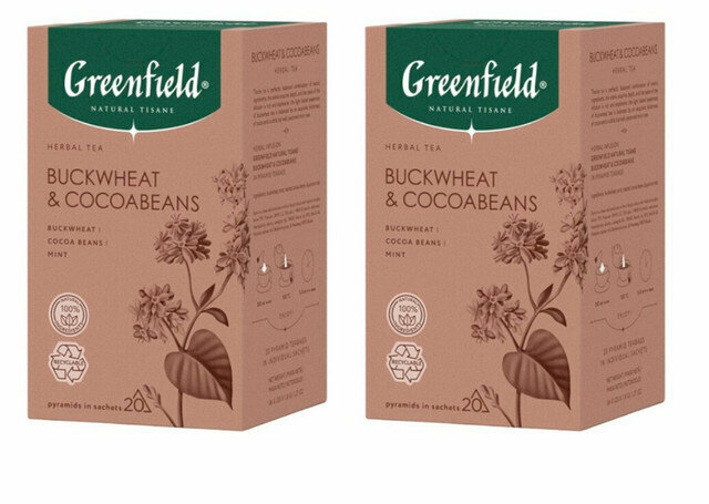 Greenfield Чай Natural Tisane Buckweat & Cocoabeans, травяной, 20 пирамидок по 1,8 г, 2шт