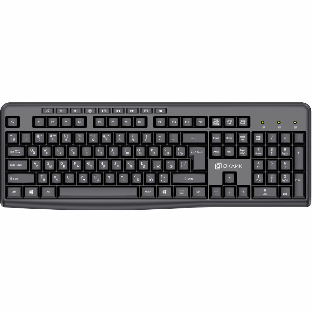Клавиатура Oklick K225W беспроводная, радиоканал, чёрный