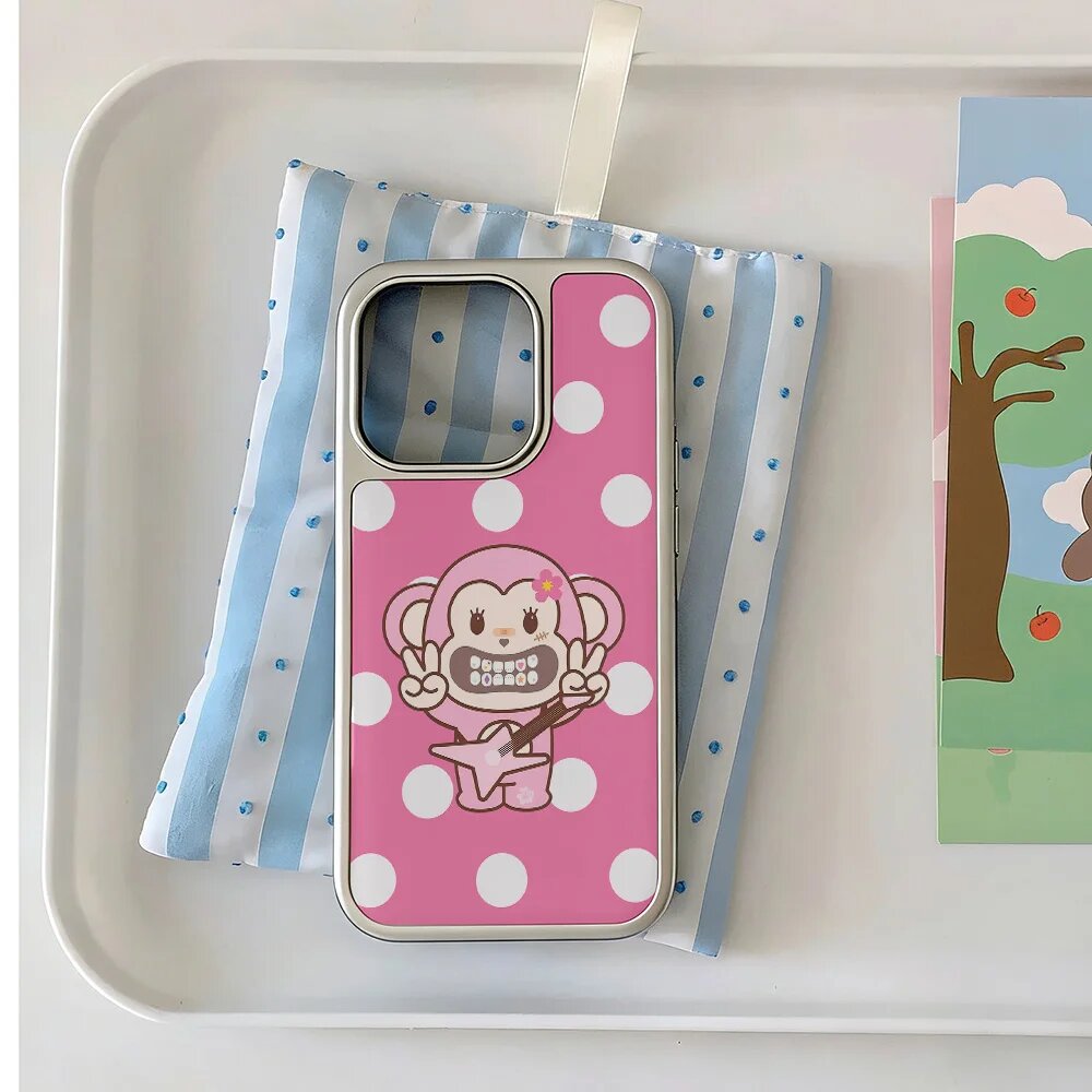 Чехол Sweet Biye Monkey для iPhone 17, 17e, 16e, 16, 15, 14, 13, 12, 11, Air, Pro Max, X, XR, XSMAX, 8 Plus — роскошный прозрачный мягкий чехол-накладка