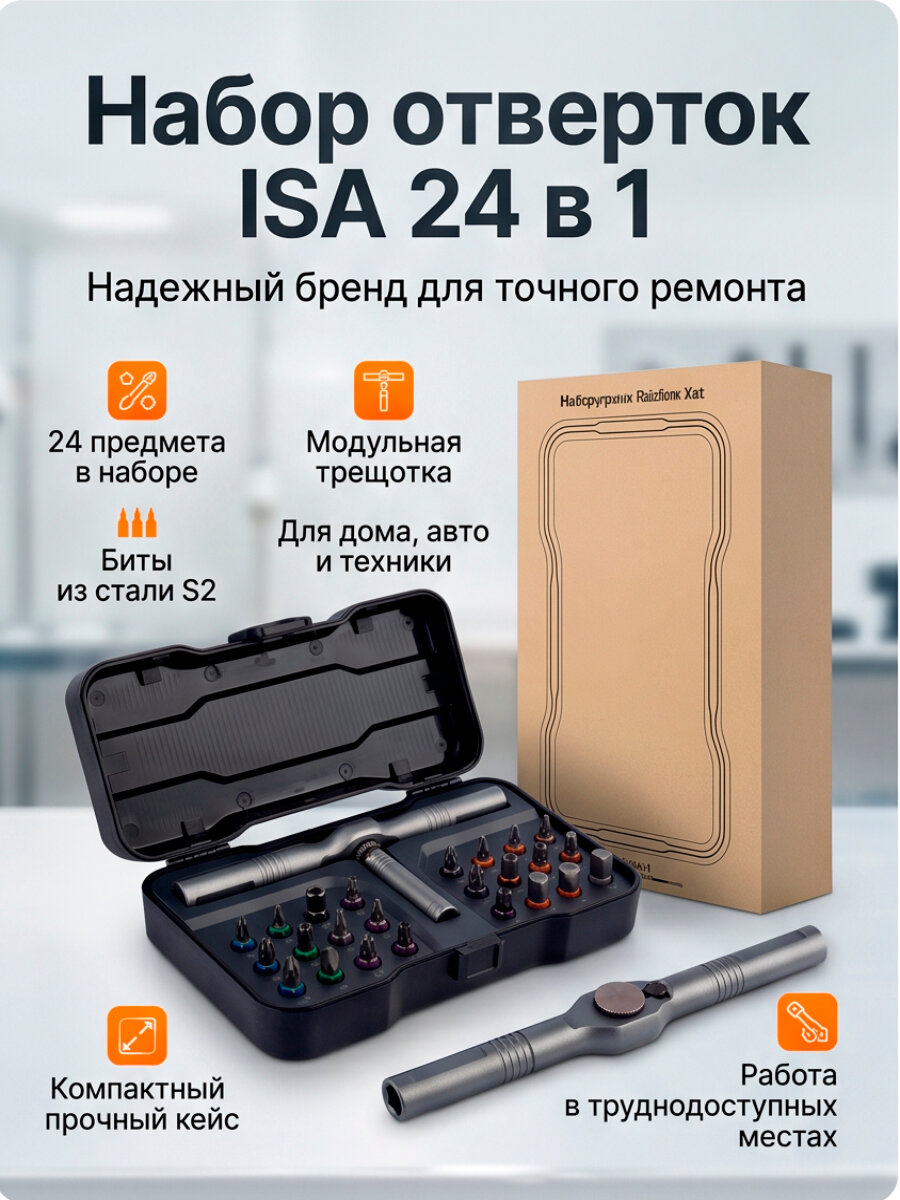 Набор отверток 24 в 1 с трещоткой и битами S2