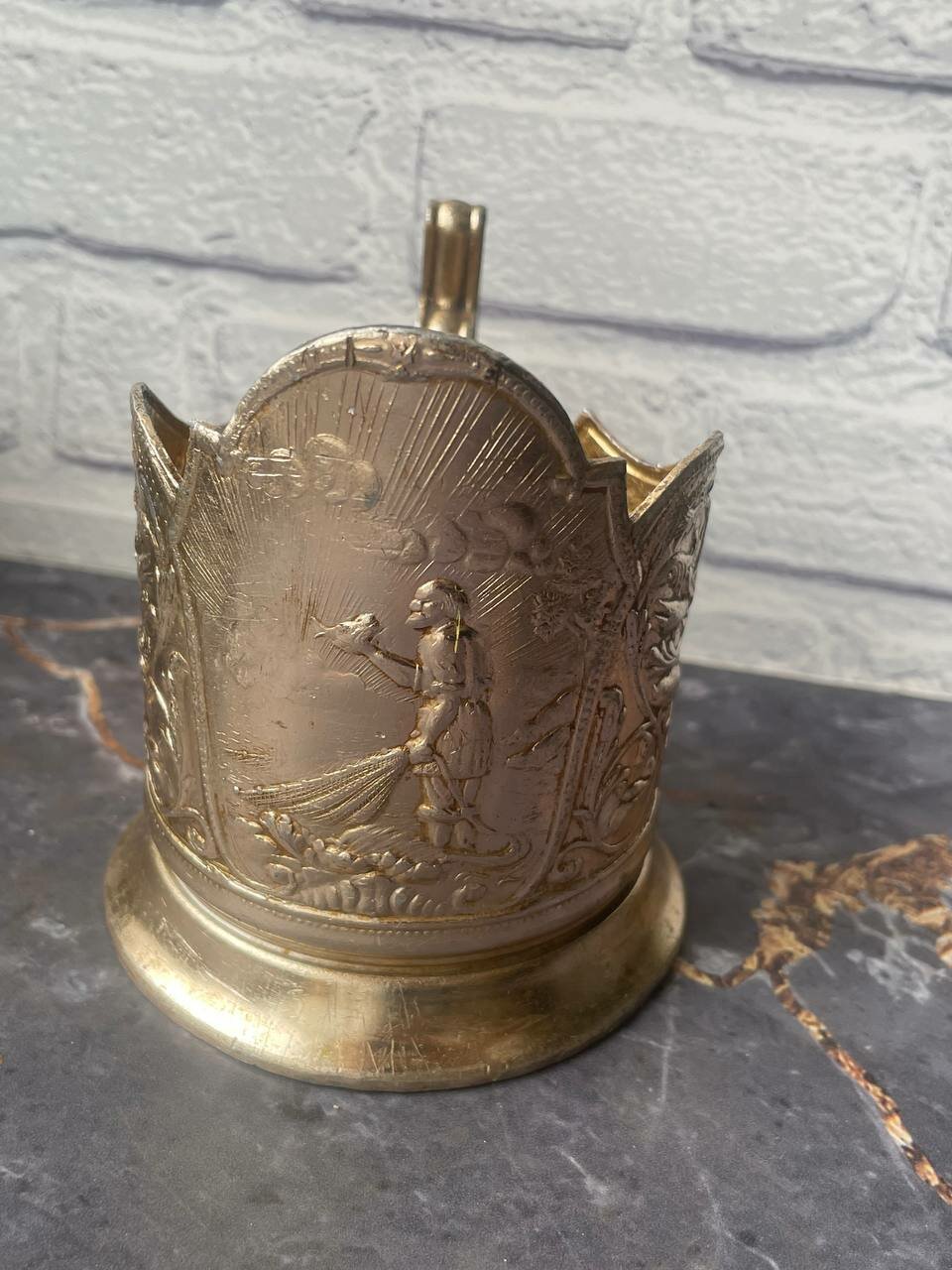 Подстаканник "Золотая рыбка", алюминий, СССР 70-е годы