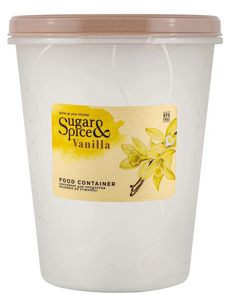 Банка для продуктов Sugar&Spice Vanilla Латте, 1л, 12x12x14.5см, бежевый и прозрачный