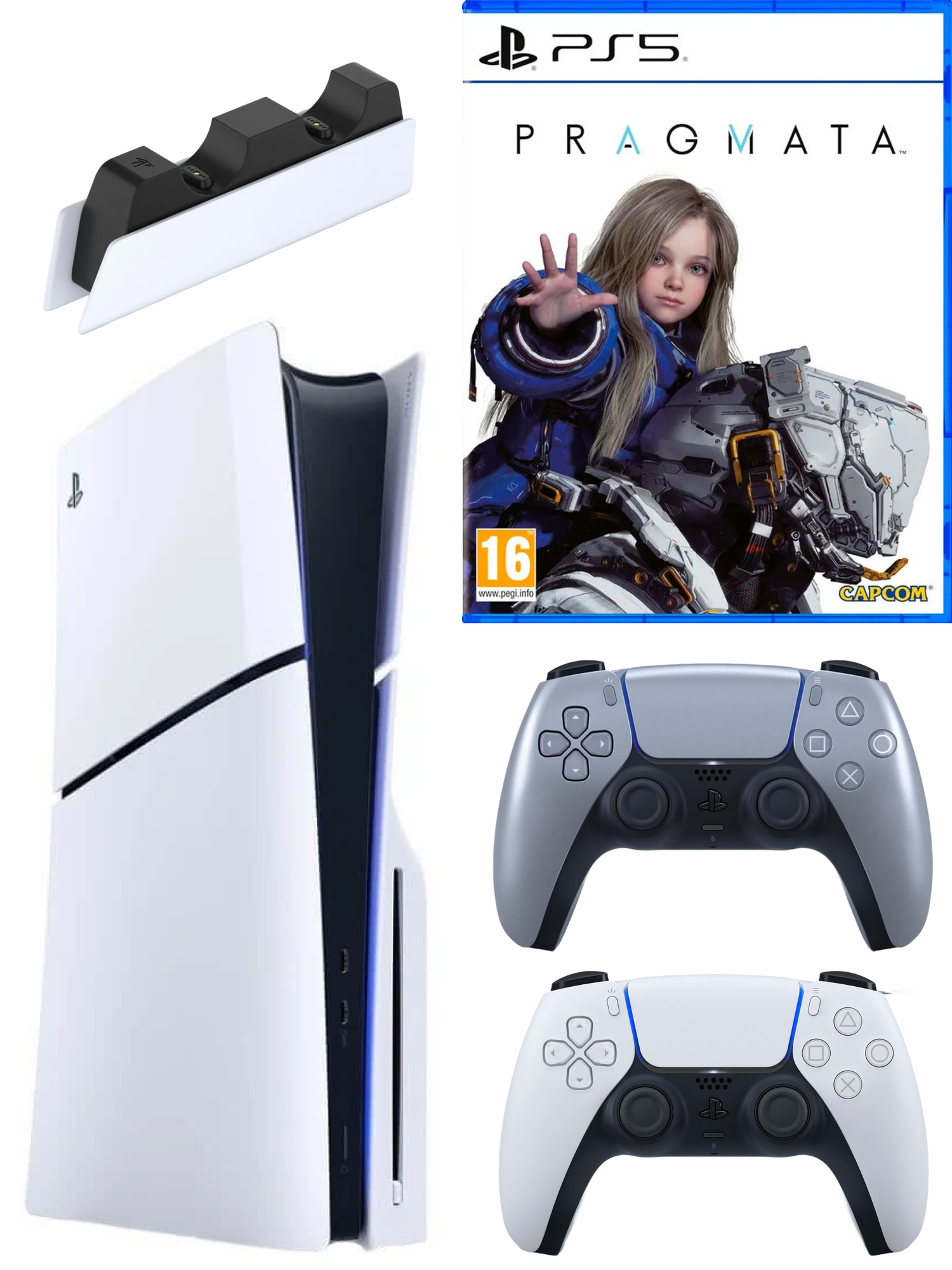 Игровая приставка Sony PS 5 Slim, 1ТБ(с дисководом)+2 геймпад+Зарядная станция+Pragmata (подробности в чате)