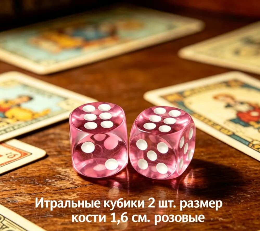 Игральные кубики 2 шт. размер кости 1,6 см. розовые