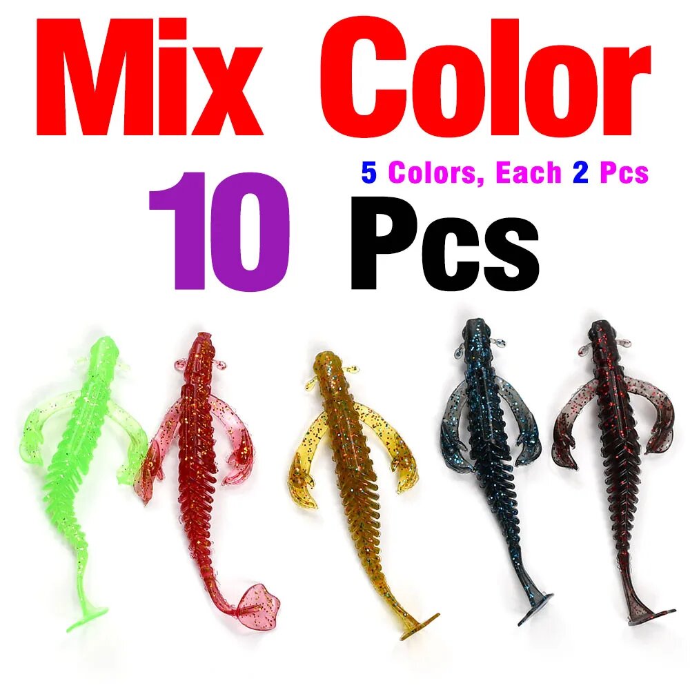 MNFT 10 шт. мягких силиконовых приманок-раков для рыбалки 75 мм Mix Color
