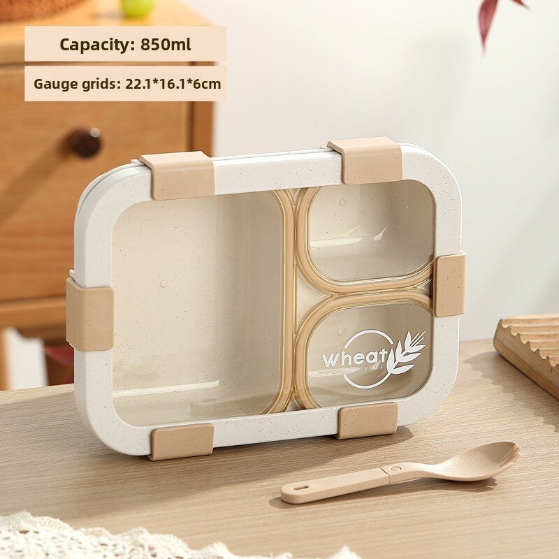 Meal box wheat straw with divided design for students or professionals to carry lunch 850ml