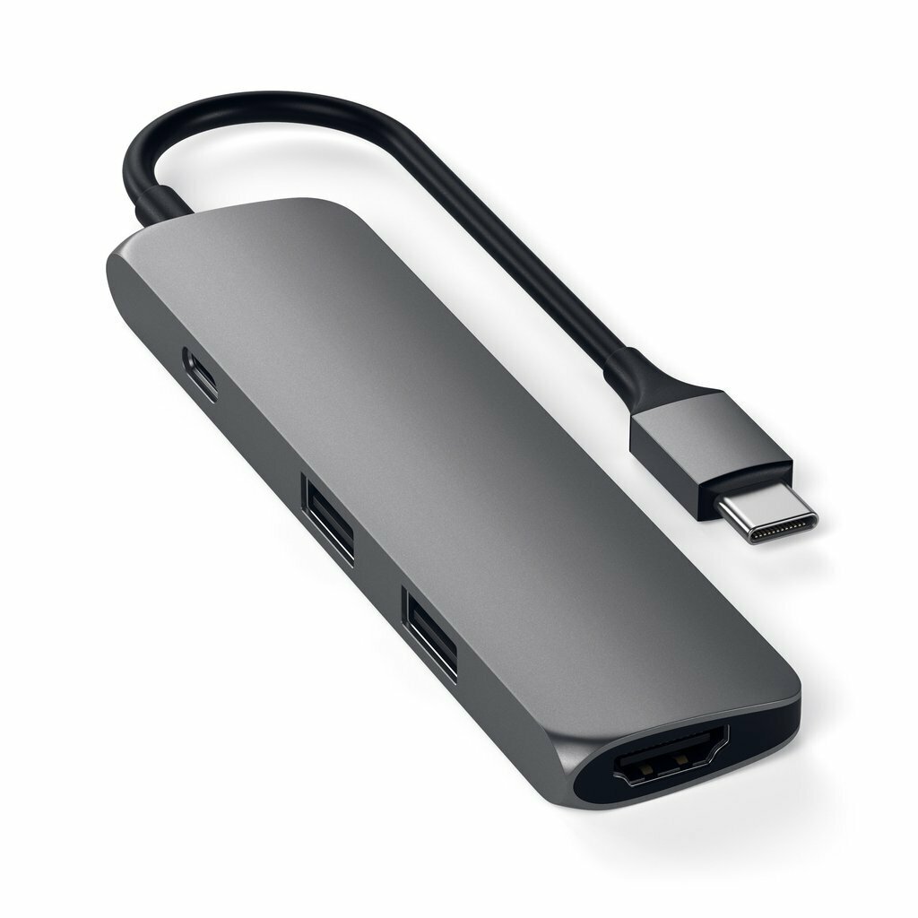 USB адаптер Satechi Slim Aluminum Type-C Multi-Port Adapter with Type-C Charging Port. ST-CMAM. Интерфейс USB-C. Цвет: серый космос.