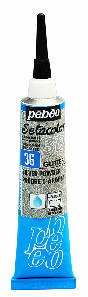 Контур по ткани Pebeo с микро-глиттером, Setacolor 3D, 20 мл, под серебро