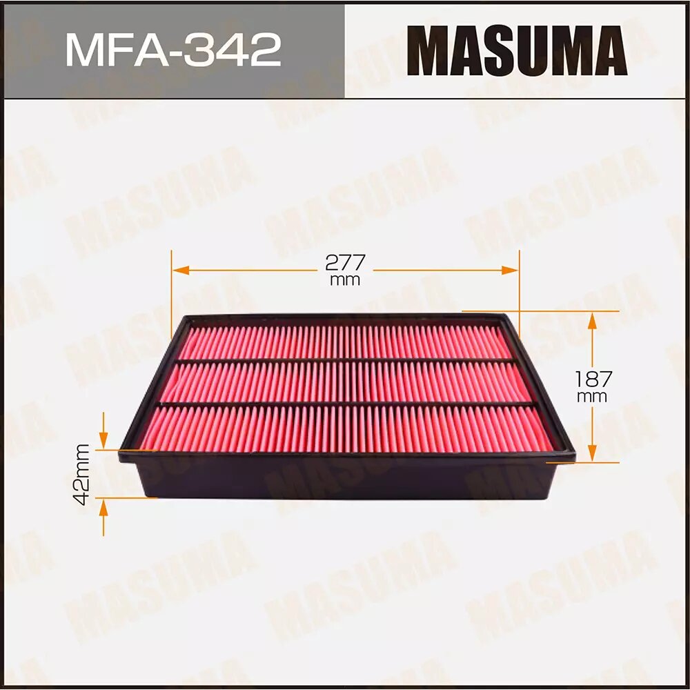 Фильтр воздушный Высота, H: 42 мм/Длина, W: 277 мм Masuma, MFA-342