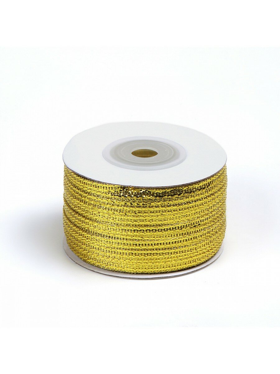 Лента парчовая 3 мм упаковочная золото Magic4Hobby 91,44 м, 1 м