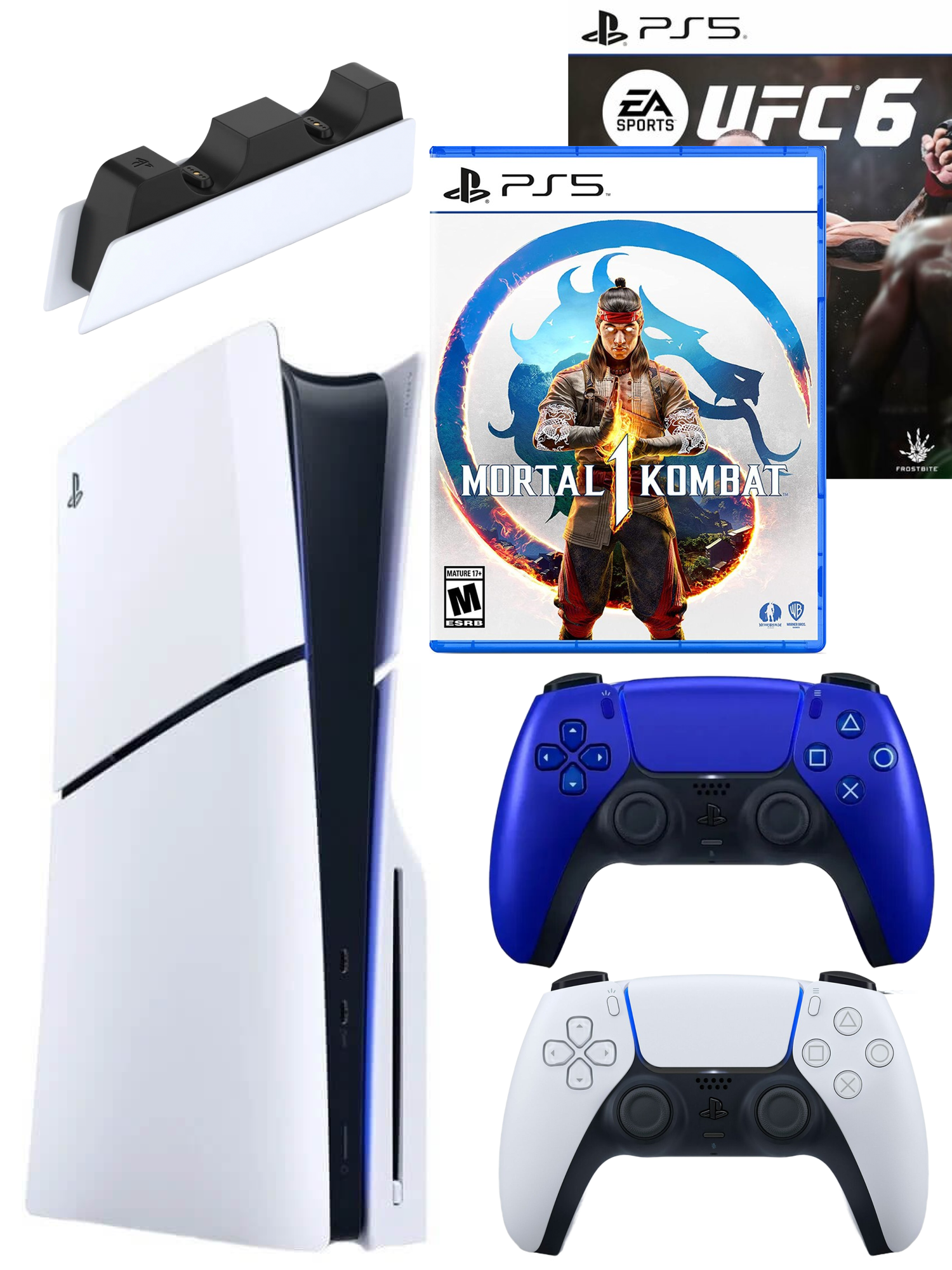 Игровая приставка Sony PS 5 Slim, 1ТБ(с дисководом)+2 геймпад+Зарядная станция+2игры (подробности в чате)