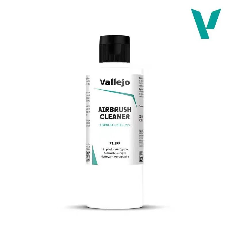 Vallejo Airbrush Cleaner, жидкость промывочная для аэрографа 200 мл эффективная очистка от акриловых красок на водной основе, быстрая промывка после смены цвета для моделизма и хобби