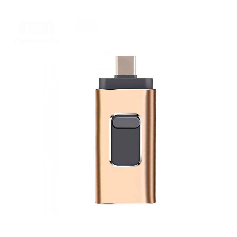 4-в-1 OTG USB флеш-накопитель, 512 ГБ, золотой цвет, совместим с iPhone, Type-C, Android, USB, портативное хранилище