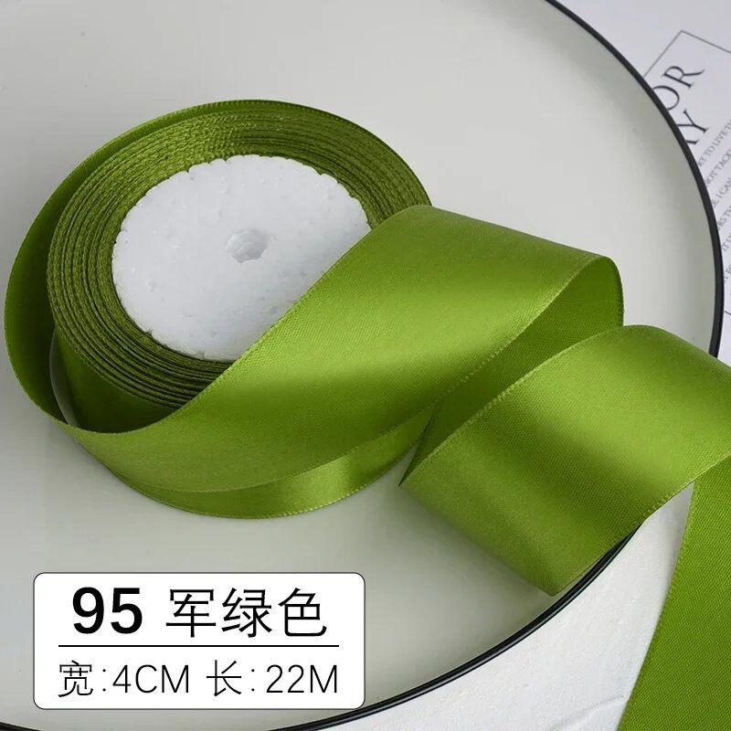 Сатиновая лента Wusmart для рукоделия 1-5 см Зеленый, Army Green, 4cm Wide