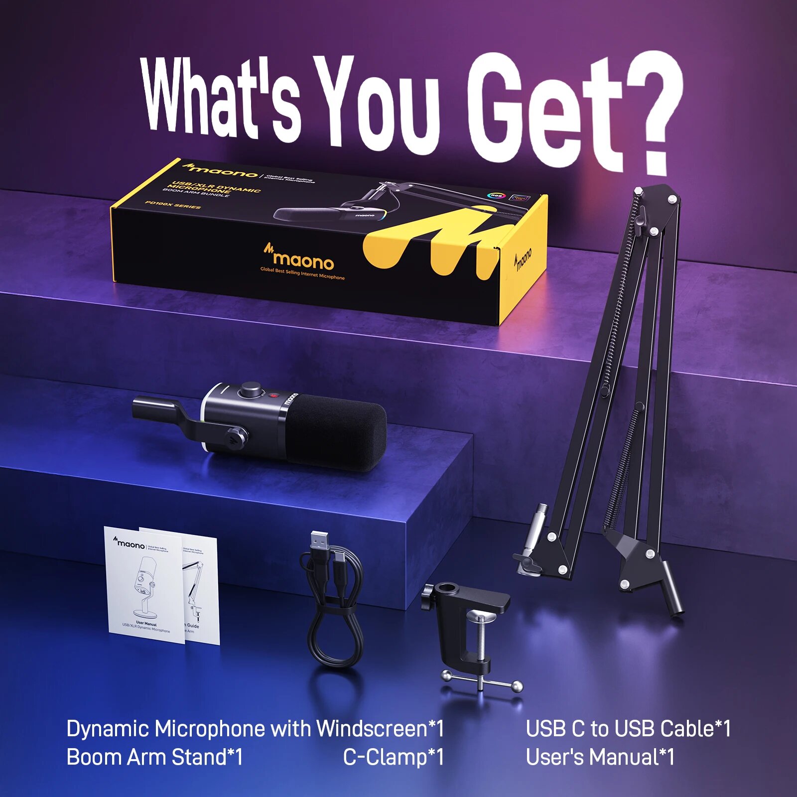 MAONO PD100X USB/XLR микрофон с бум-армой