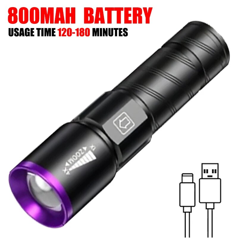 BALDR УФ-фонарик 395 нм Черный, 800MAH