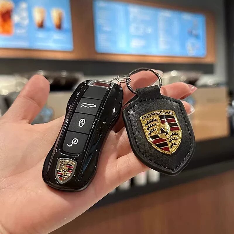 Ключевой брелок Porsche Black Jade с щитом для Cayenne Macan 718 Panamera 911 Taycan 922
