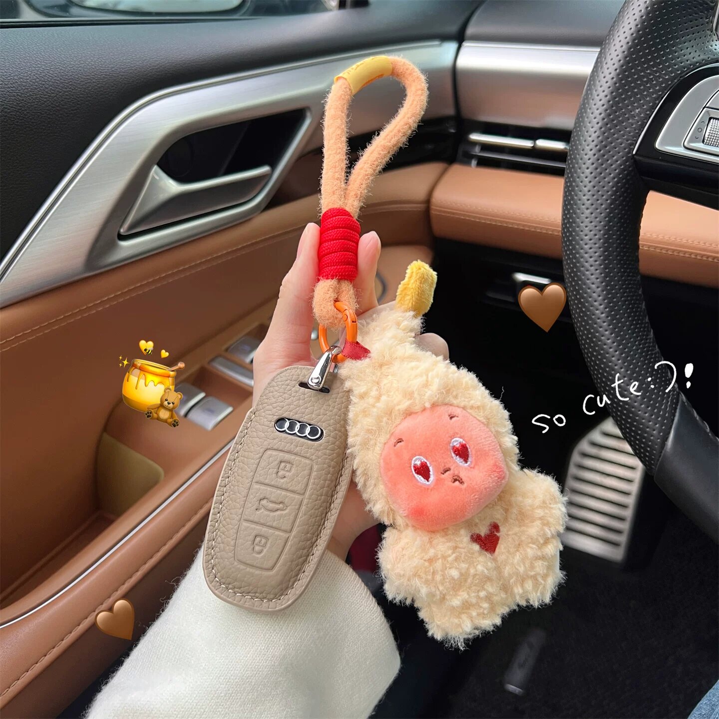Чехол для ключа Audi в цвете кахи браун с узором кокосовый хруст для моделей A3L A6L A7L A4L Q5L Q3 Q7 Q2 A5L