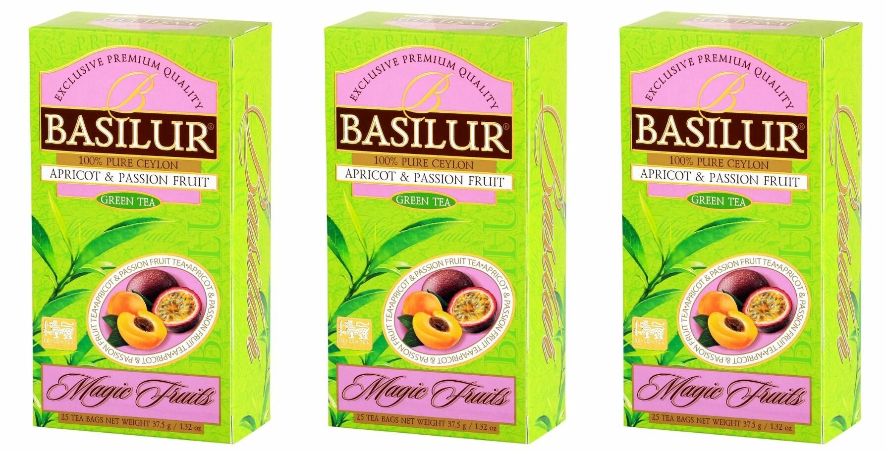 Basilur Волшебные фрукты Абрикос и Маракуйя 25 пак. 2 г, 3 уп