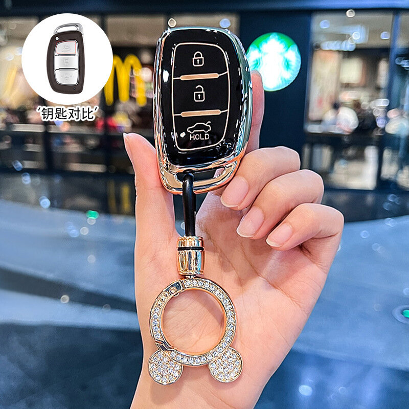 Кейс для ключей Hyundai Modern деловой черный с мишки-вращающимся крючком под модели Hyundai