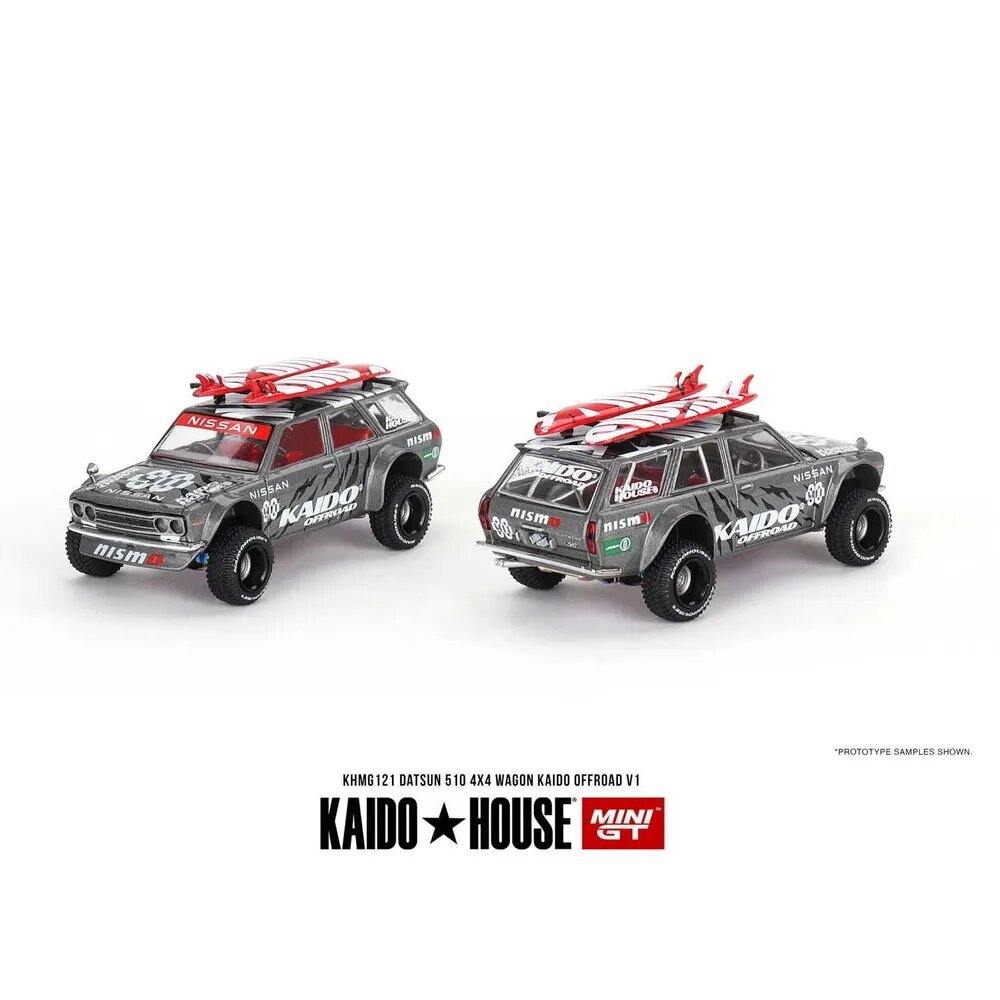 Машинка KAIDO HOUSE Mini Gt 1/64 KHMG121 Datsun 510 4*4 Wagon Kaido OFFROAD V1 Die-cast Alloy Car Model Collection Gift