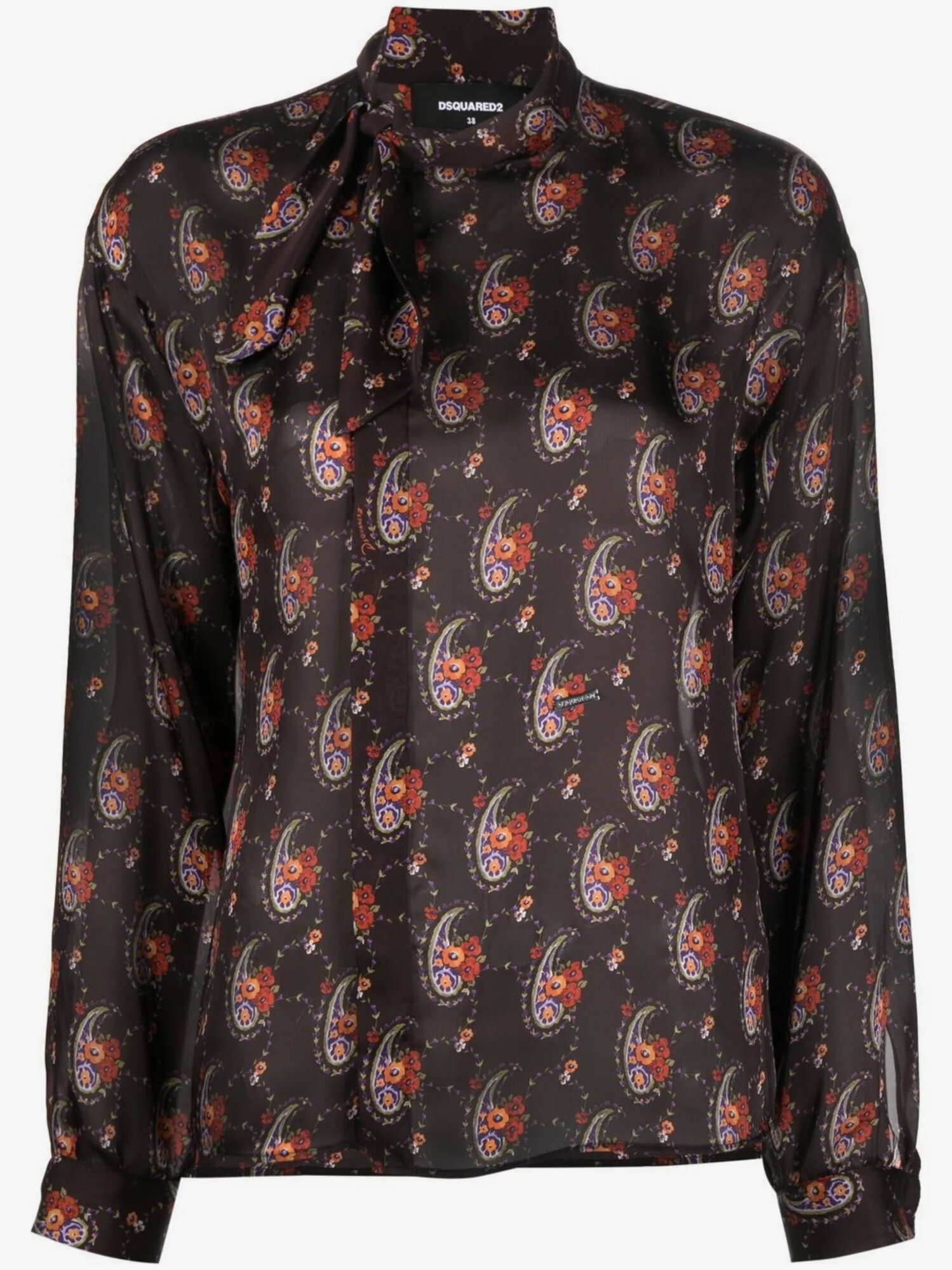 Блуза DSQUARED2 Graphic-print blouse, размер 38, коричневый